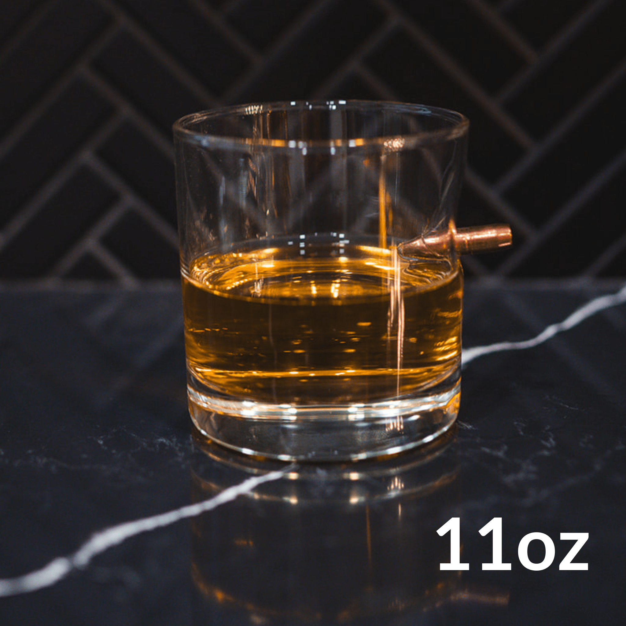 Rocks Glass with Bullet by BenShot. Bar Glassware Made in USA