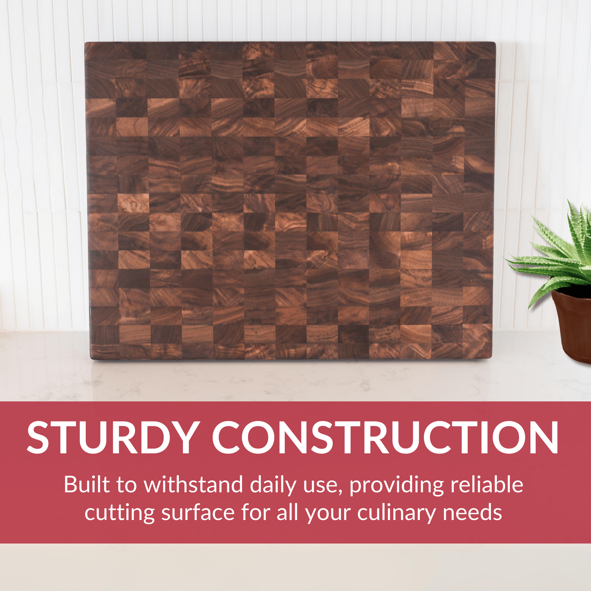 14x18 Inch End Grain Medium Walnut Wood Cutting Board - Made in USA