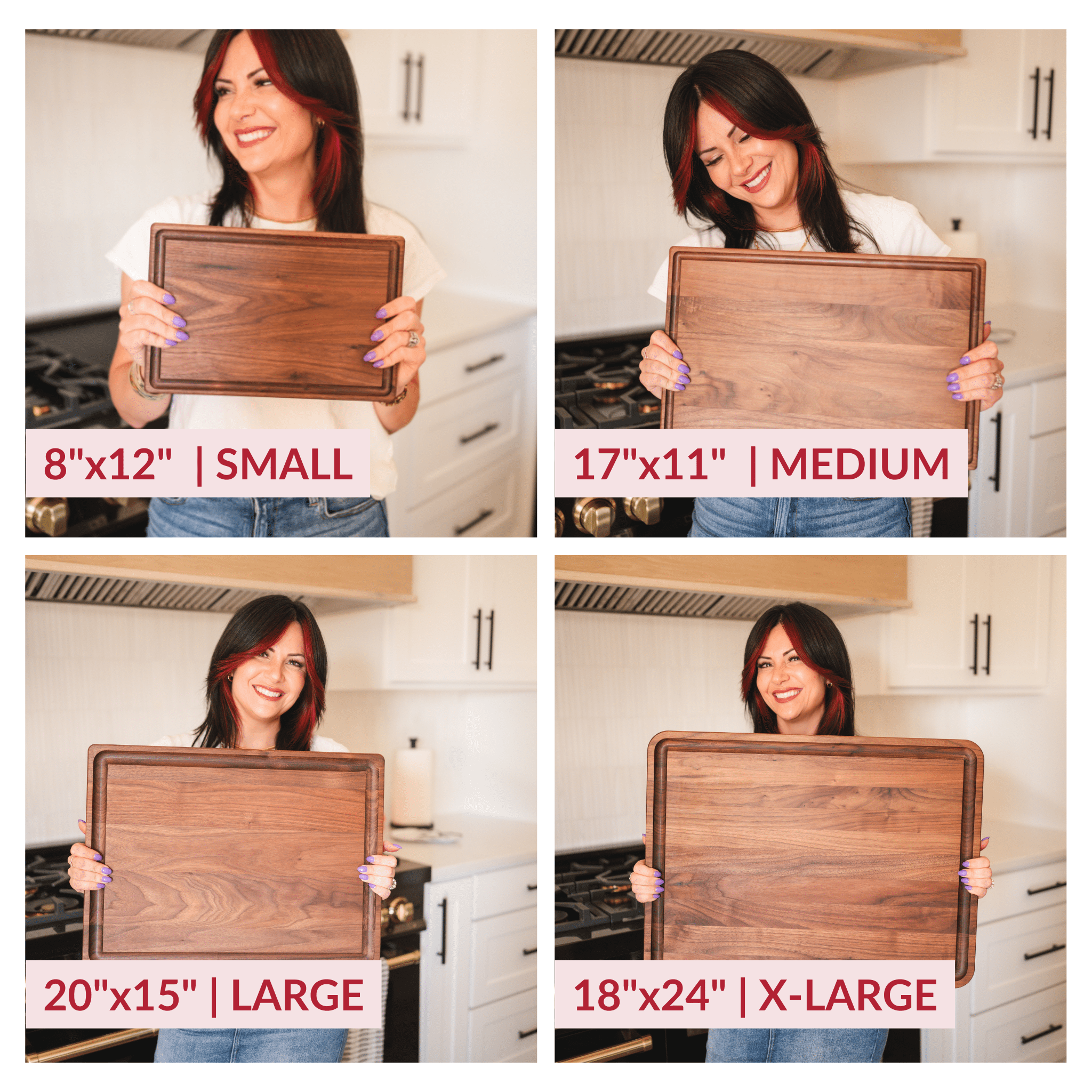 20x15 In. Large Walnut Cutting Board with Juice Drip Groove - Made in USA