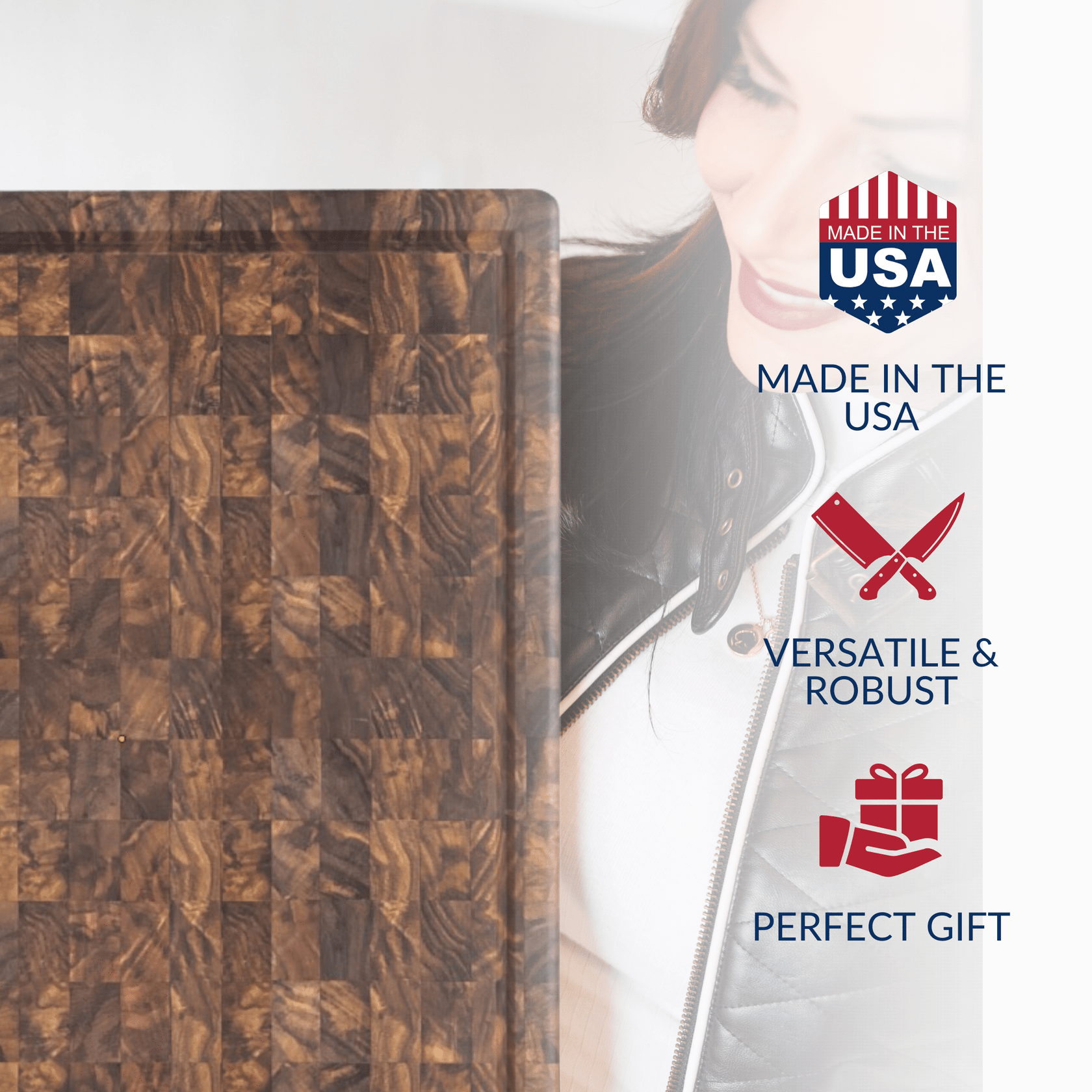 20x16 In. End Grain Large Walnut Cutting Board with Feet and Juice ...