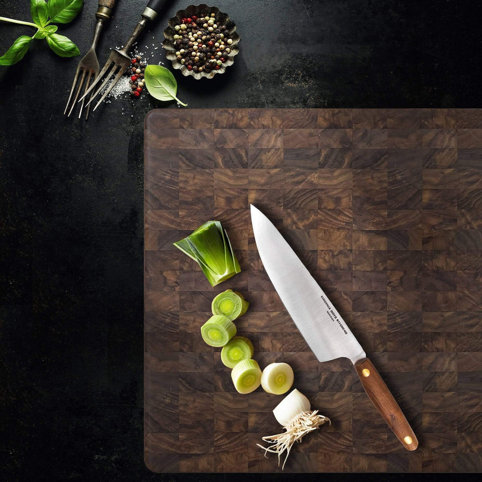 20x16 In. End Grain Large Walnut Cutting Board with Feet and Juice ...