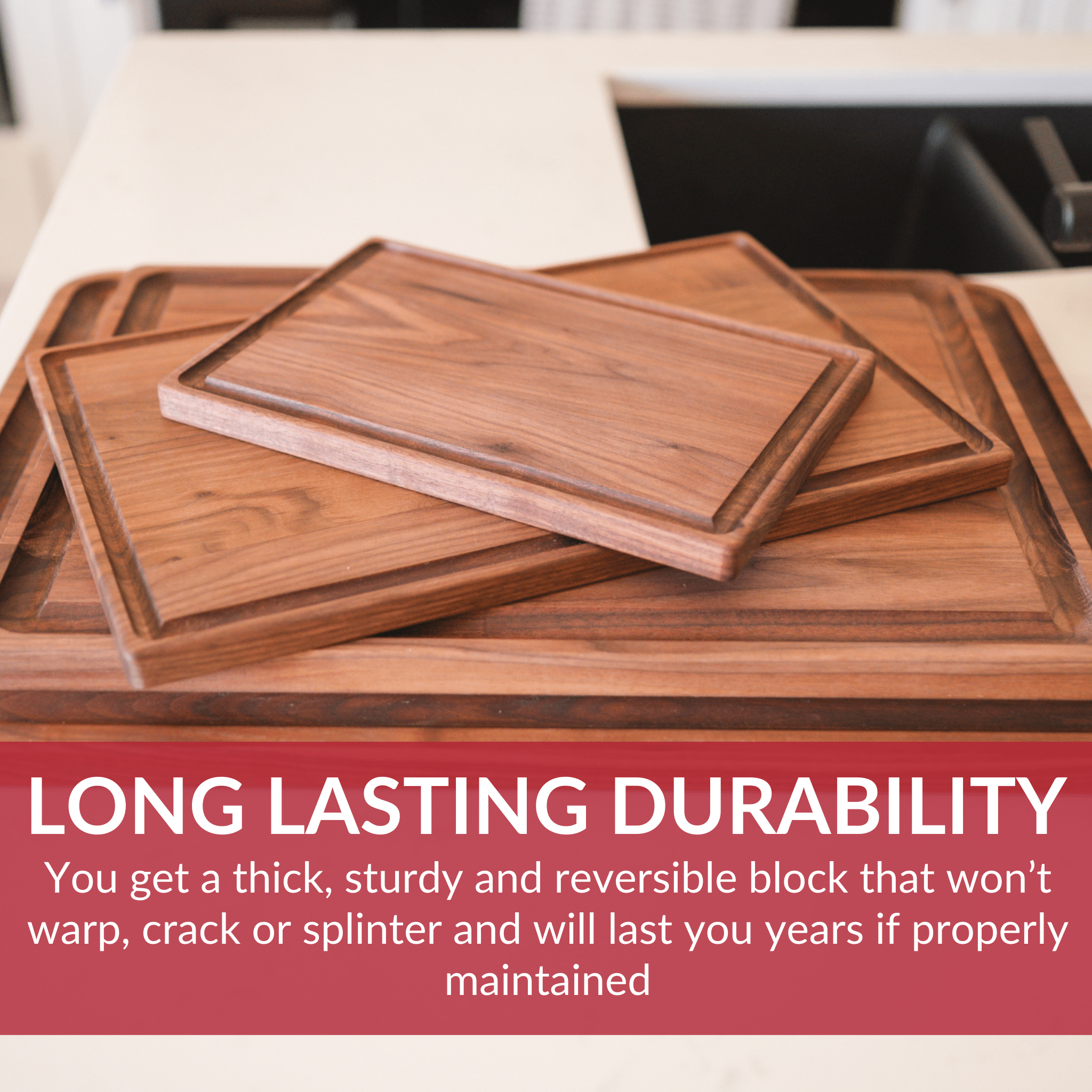 Extra Large Walnut Wood Cutting Board - 18x24 In. - Made in the USA