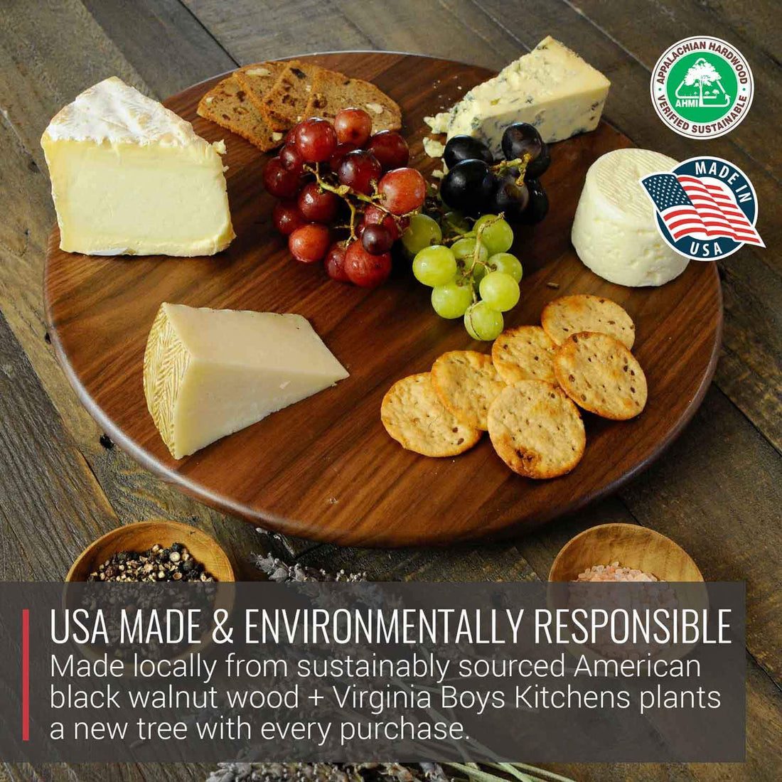 13 Inch Round Wooden Lazy Susan - Made in USA